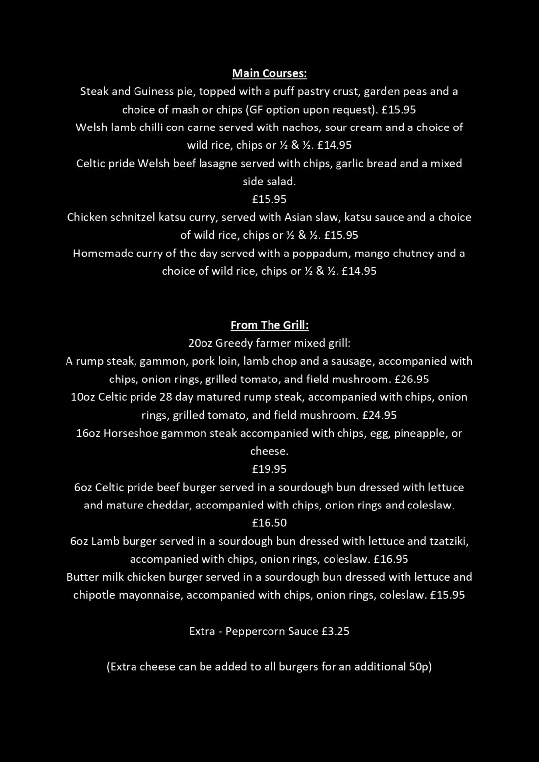 Menus – Welcome to The Red Lion Hotel