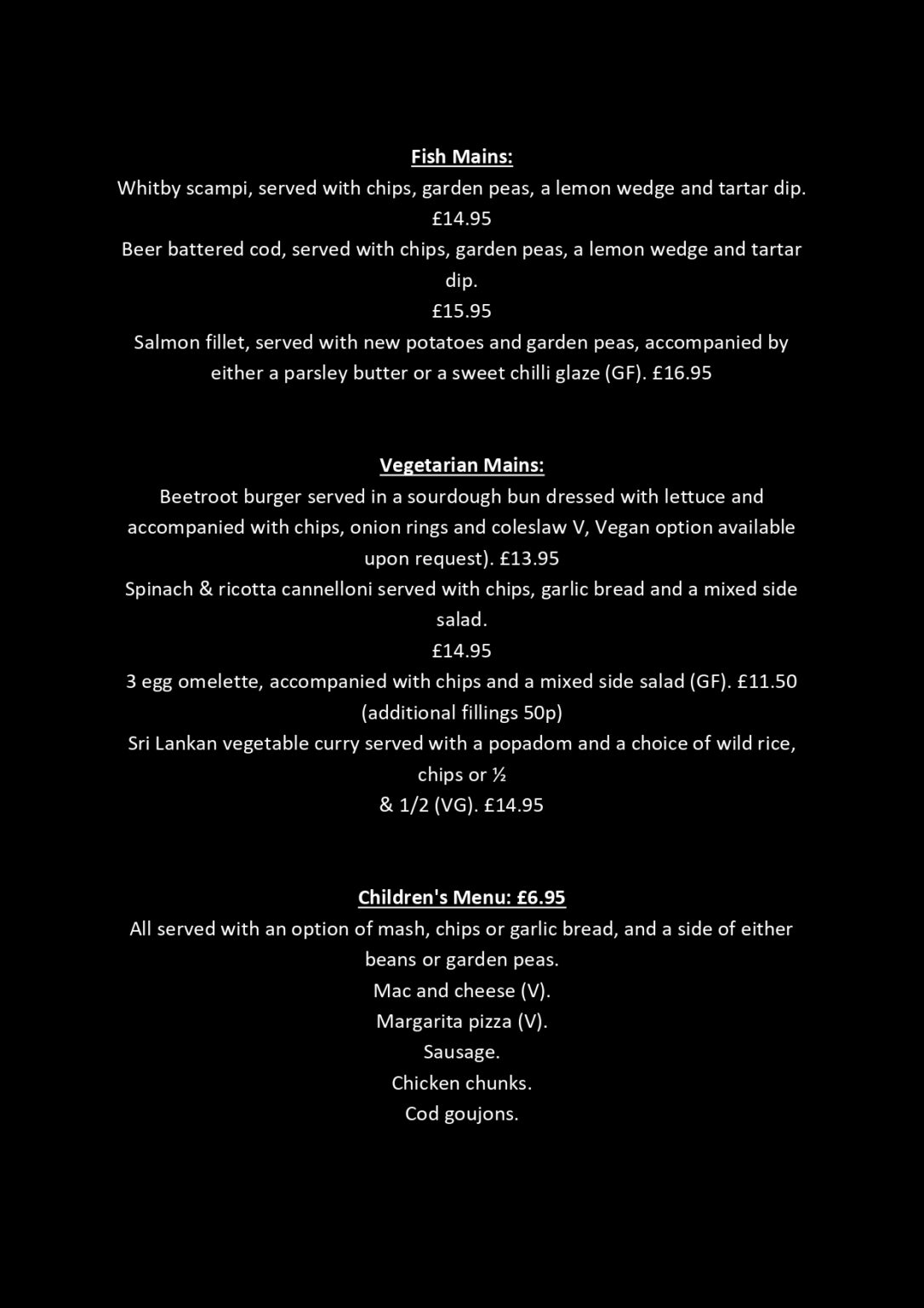 Menus – Welcome to The Red Lion Hotel